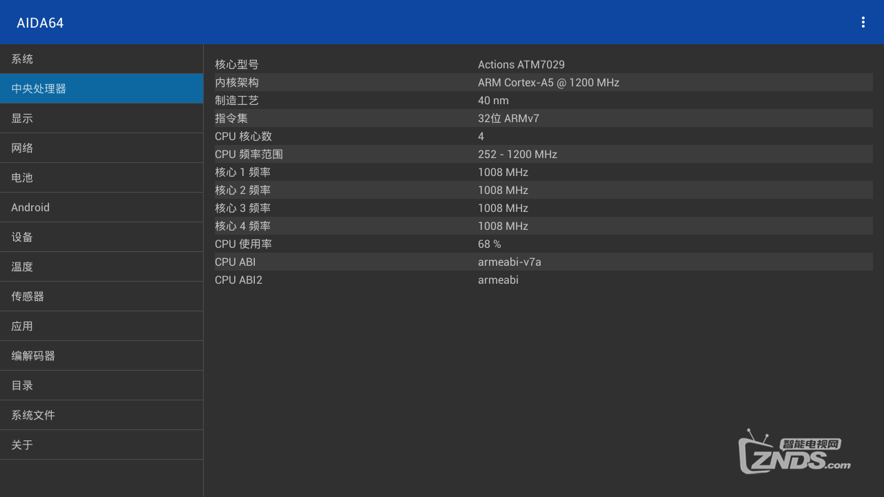 aida64中文版(AIDA64 for Android)V1.33 汉化去广告版_智能电视软件交流_ZNDS