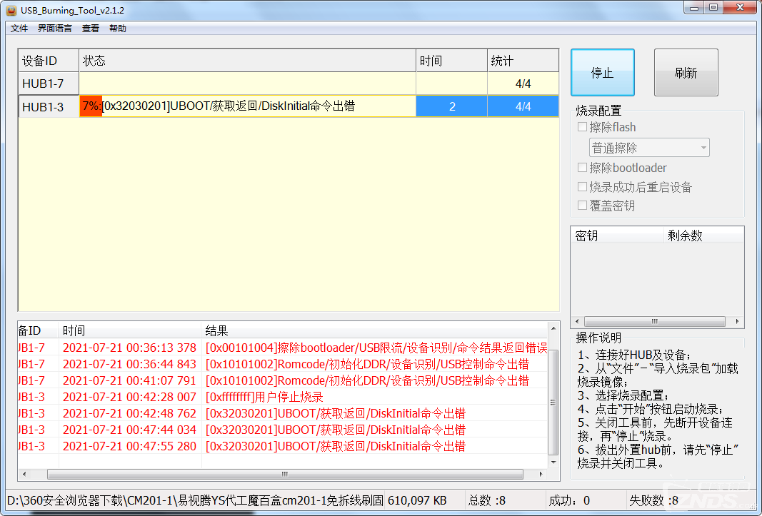 CM211-1 CH 2+8g刷安卓9报错。UBOOT/获取返回/DiskInitial命令出错 7%_中国移动魔百盒_ZNDS