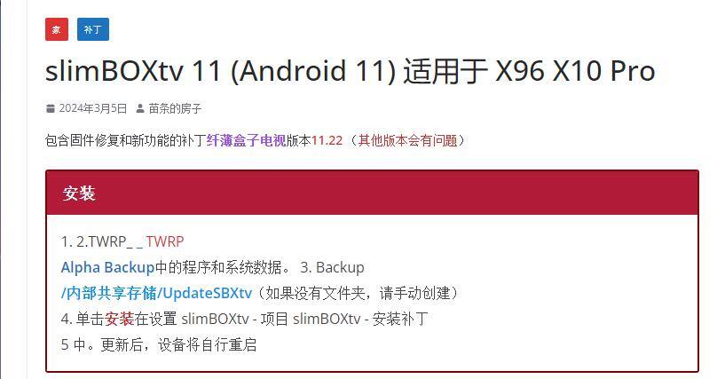 X96 X10 Pro slimBOXtv 版本：11.22及补丁版本：11.22.1_外贸原生安卓盒子_ZNDS